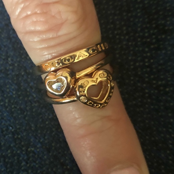 Coach | Jewelry | Coach Three Ring Stacking Set Size 75 Heart | Poshmark